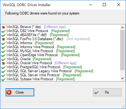 Registering WinSQL Professional ODBC Drivers